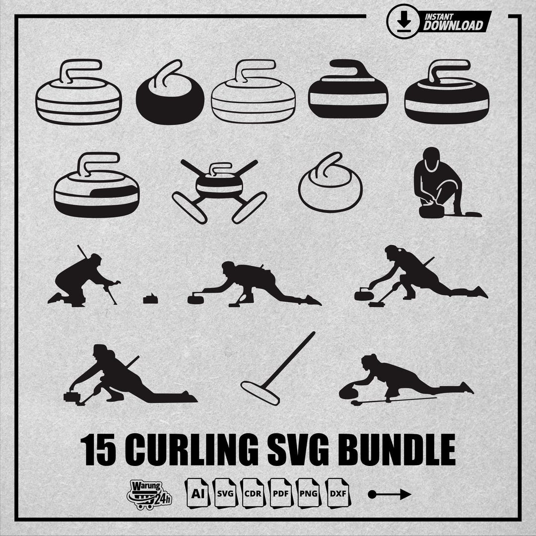 Curling Sport Svg Clipart | Cut Files for Silhouette & Cricut | Vector ...