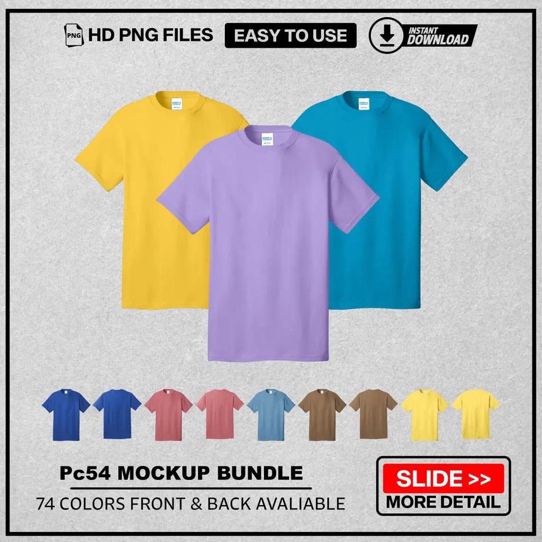 Port Company PC54 Mockup PNG, High-quality Gildan PC54 T-shirt Mockup ...