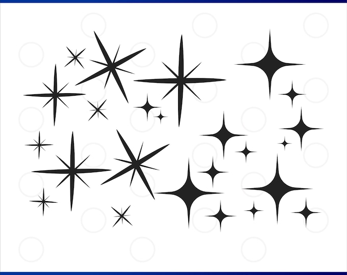 50 Stars PNG, Star Clipart, Stars SVG, Sparkling Stars Image Bundle ...
