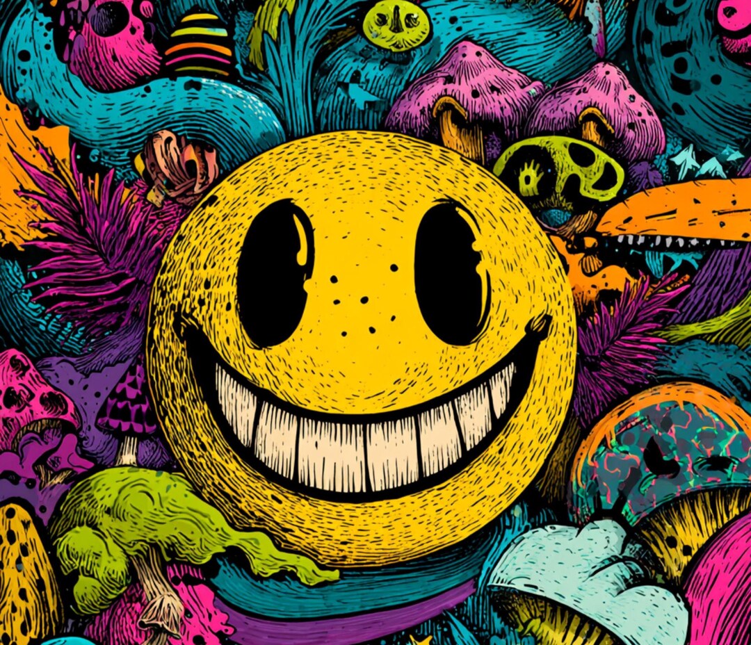 Psychedelic Smiley Face Wall Art - Etsy