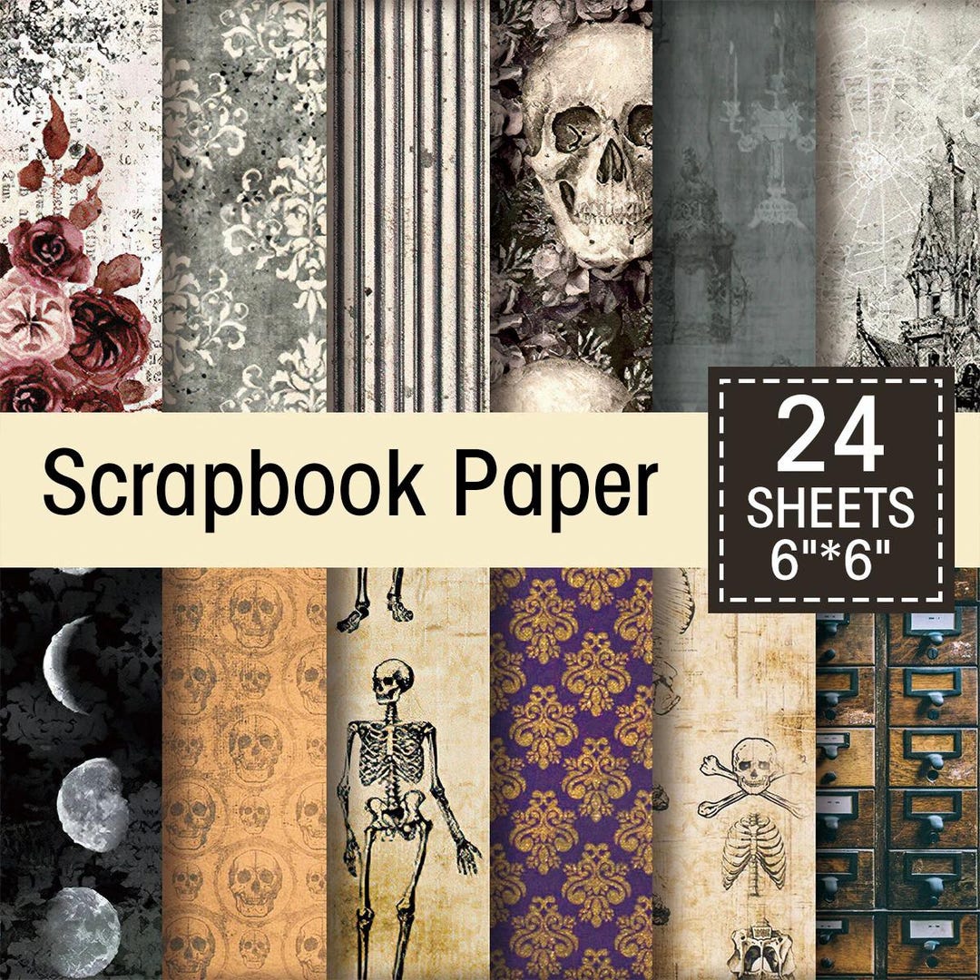 Vintage Gothic Scrapbook Paper Set – 24 Sheets 6x6 Inch Cardstock ...