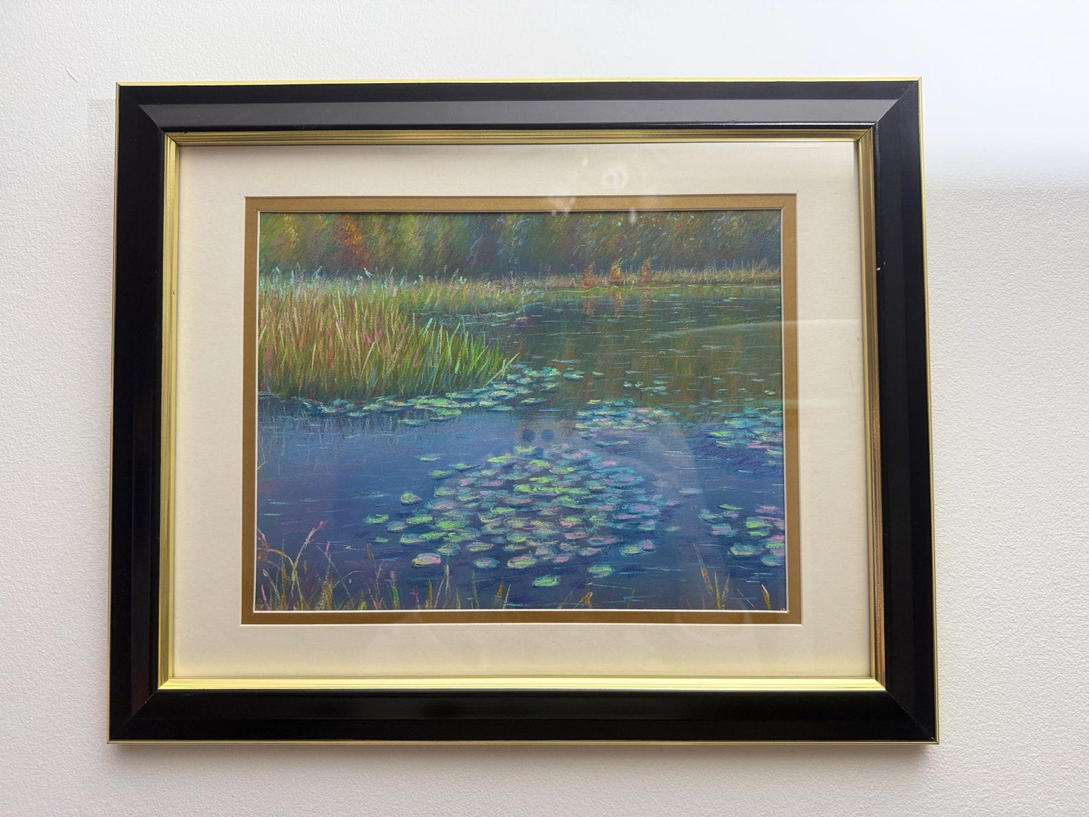 Waterlily Pond | Pastel Painting With Frame-waterlilies-landscape ...