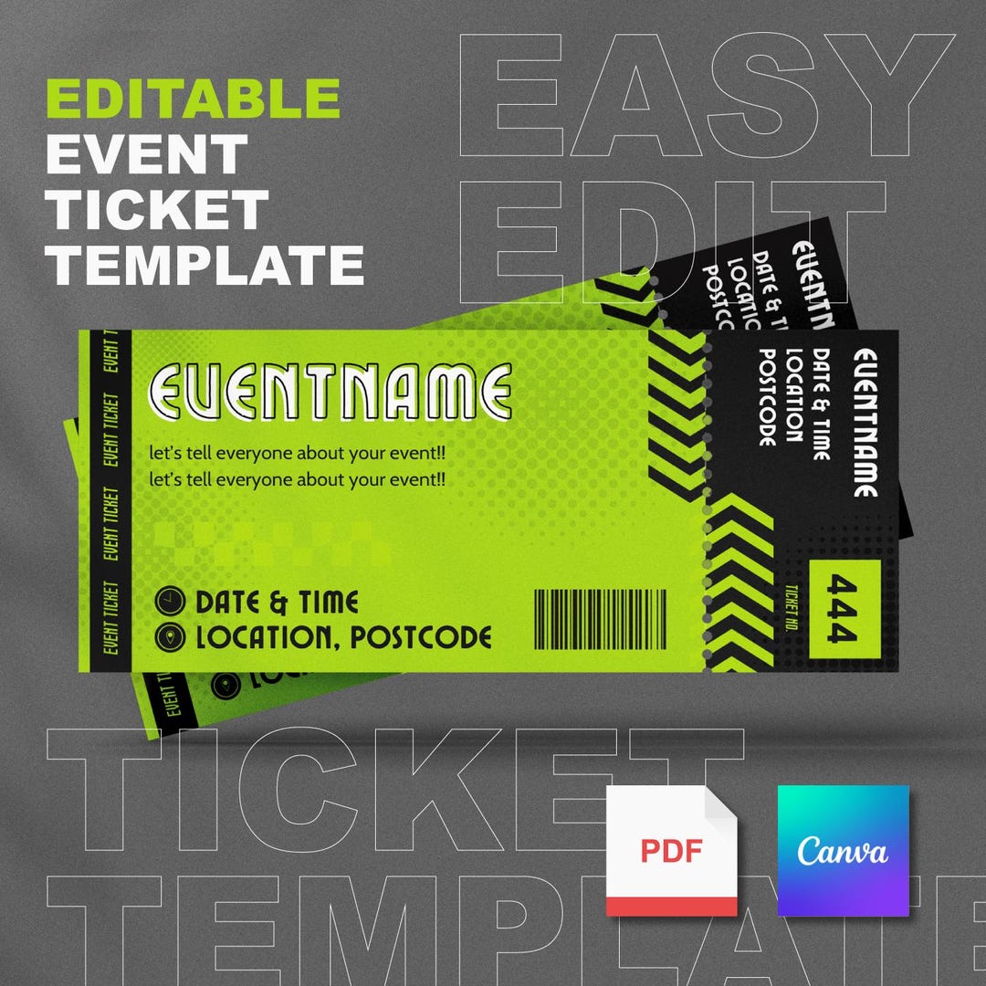 Editable Event Ticket Template, Party Ticket, Birthday Gift, Custom ...
