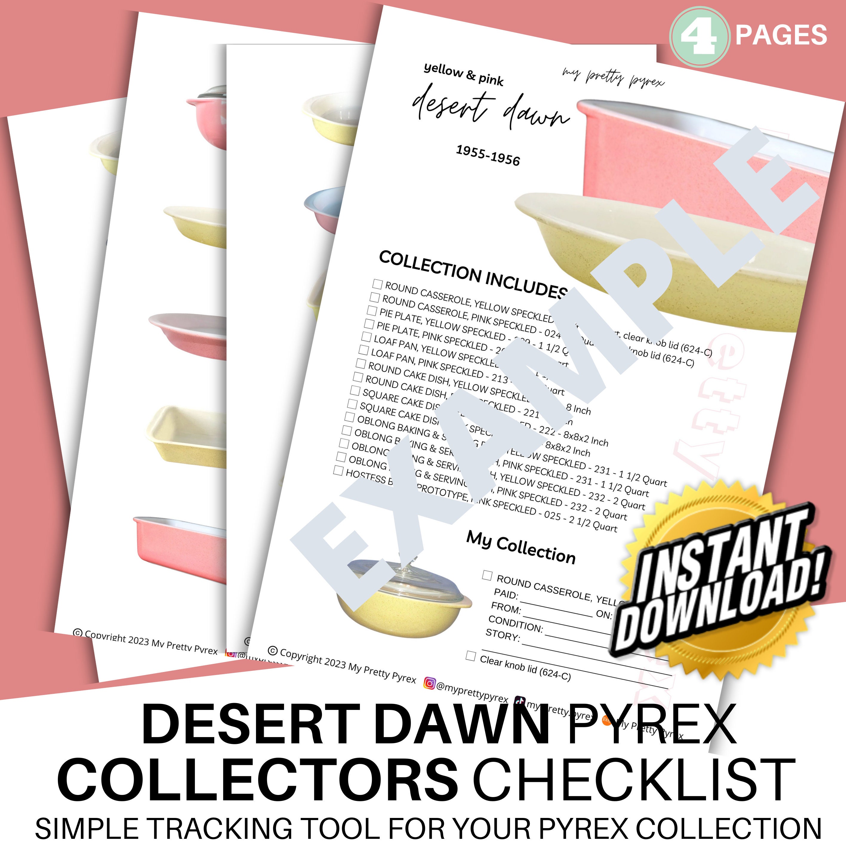 Desert Dawn - Pyrex Collectors Checklist by "my Pretty Pyrex" - Instant ...