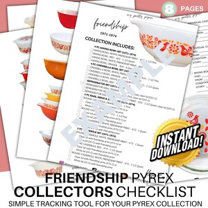 Friendship - Pyrex Collectors Checklist by "my Pretty Pyrex" - Instant ...