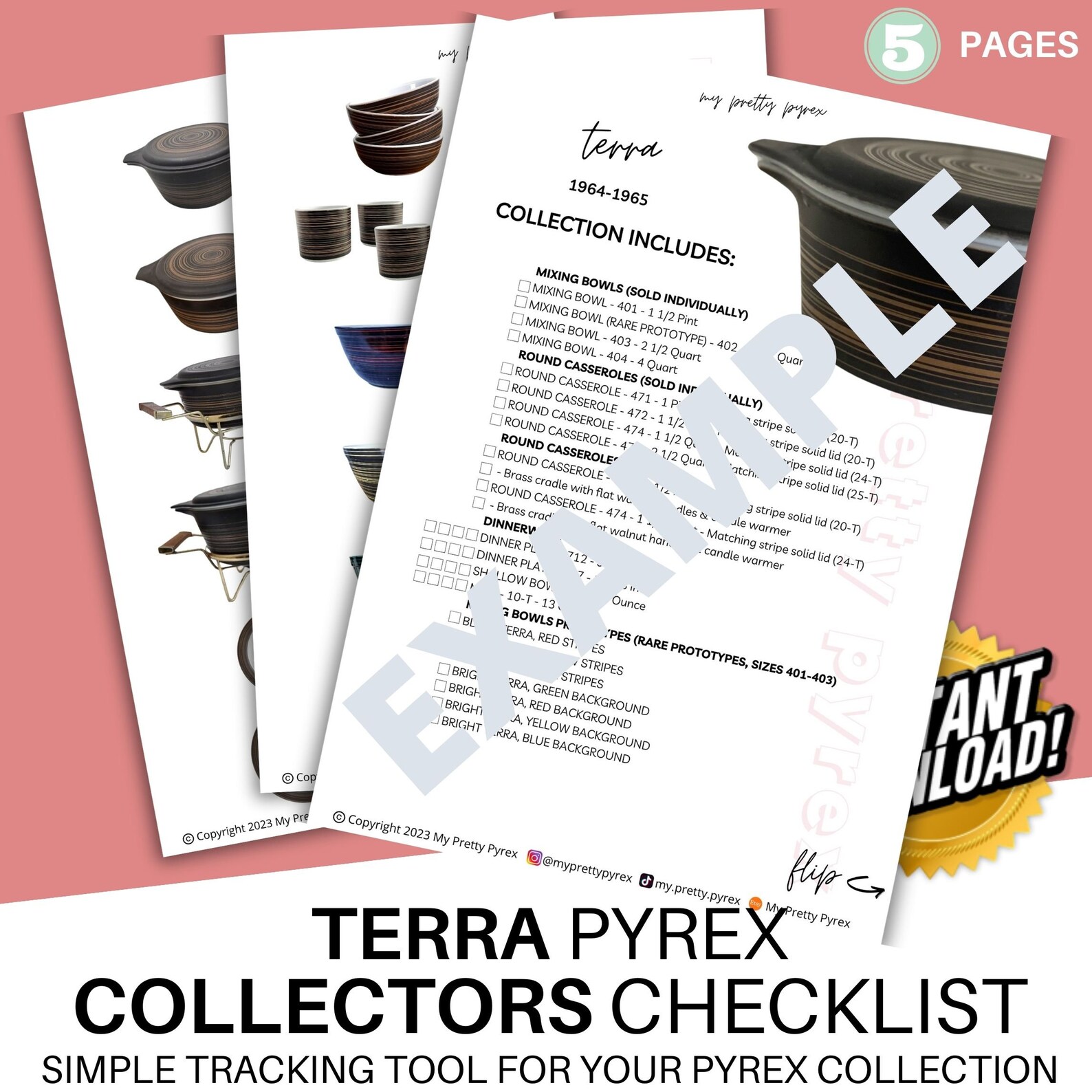 Terra - Pyrex Collectors Checklist by "my Pretty Pyrex" - Instant ...