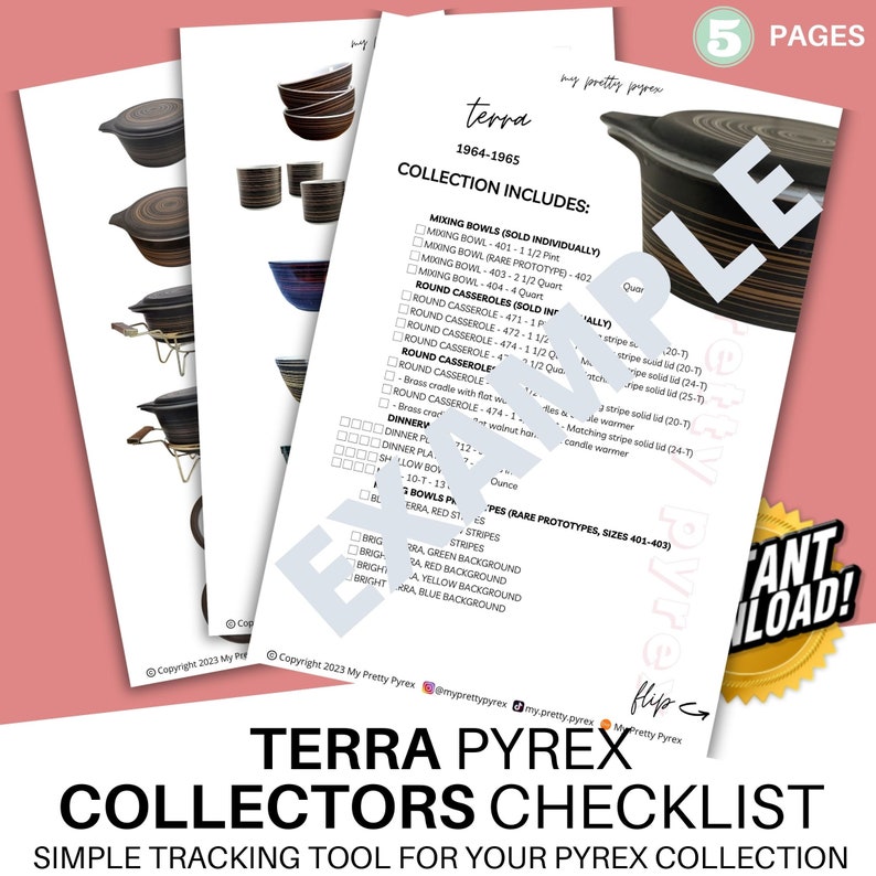 Terra - Pyrex Collectors Checklist by "my Pretty Pyrex" - Instant ...