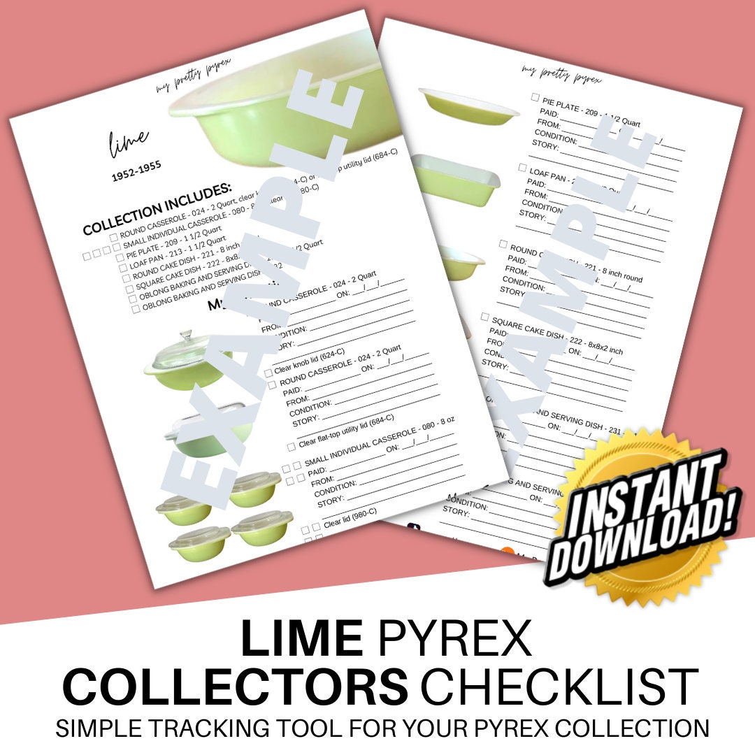 Lime Green Pyrex Collectors Checklist by my Pretty Pyrex Instant ...