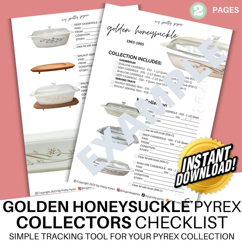 Golden Honeysuckle - Pyrex Collectors Checklist by "my Pretty Pyrex ...