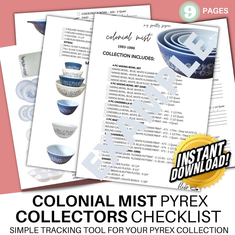 Colonial Mist - Pyrex Collectors Checklist by "my Pretty Pyrex ...