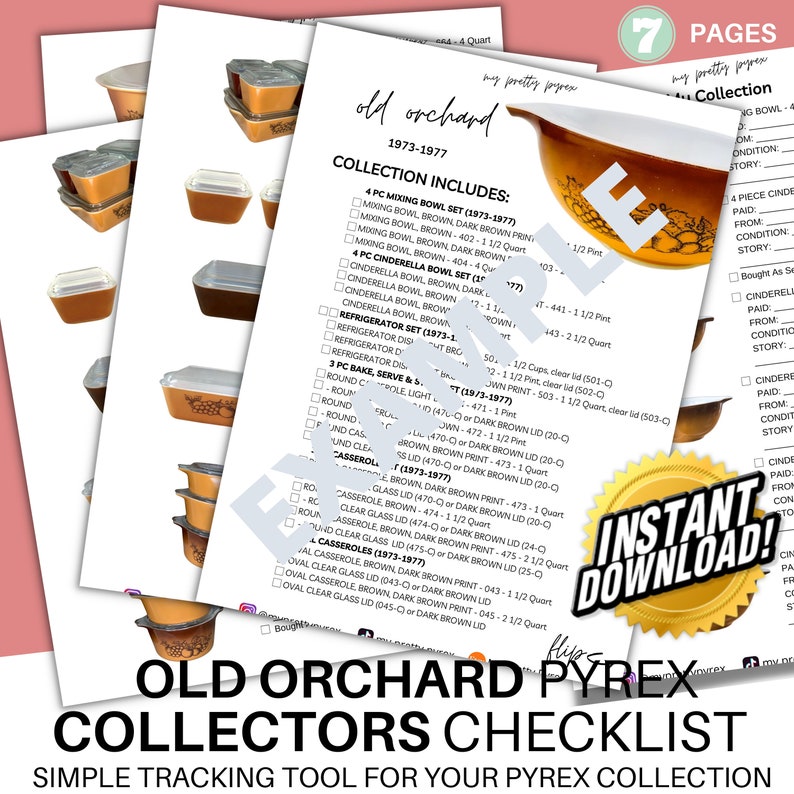 Old Orchard Pyrex Collectors Checklist by my Pretty - Etsy