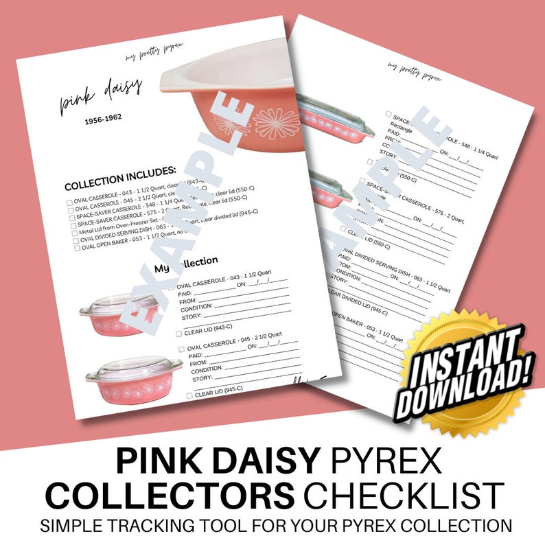 Pink Daisy Pyrex Collectors Checklist by my Pretty Pyrex Instant ...
