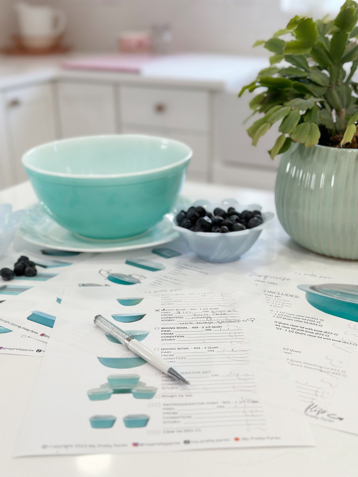 Turquoise - Pyrex Collectors Checklist by "my Pretty Pyrex" - Instant ...