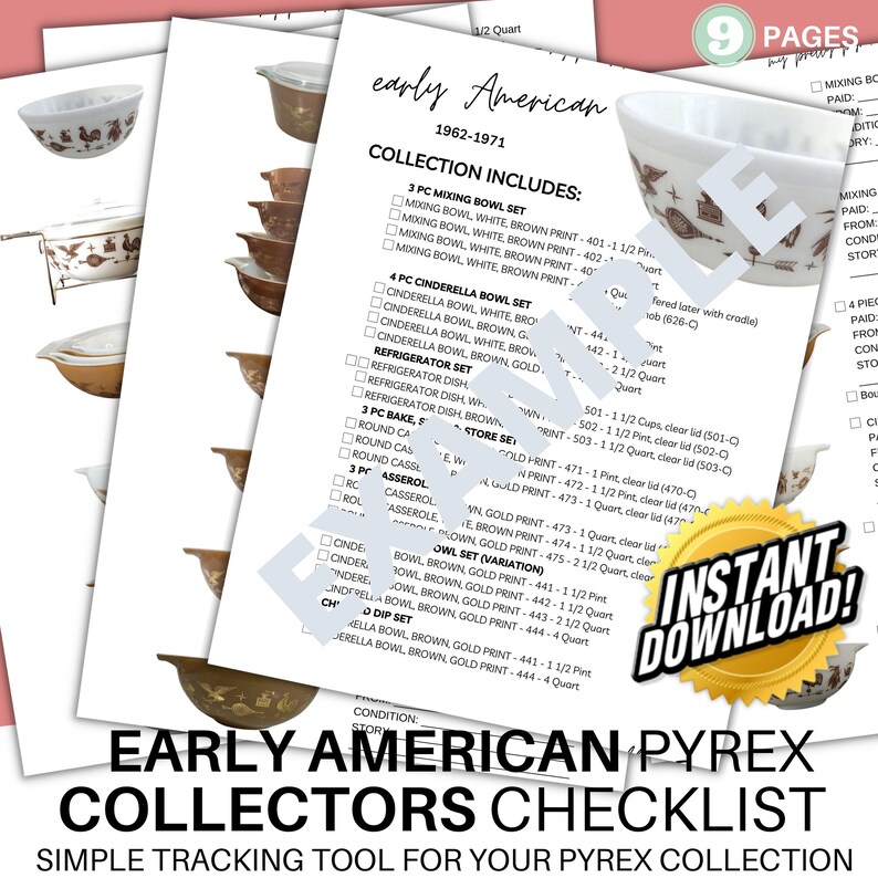 Early American - Pyrex Collectors Checklist by "my Pretty Pyrex ...