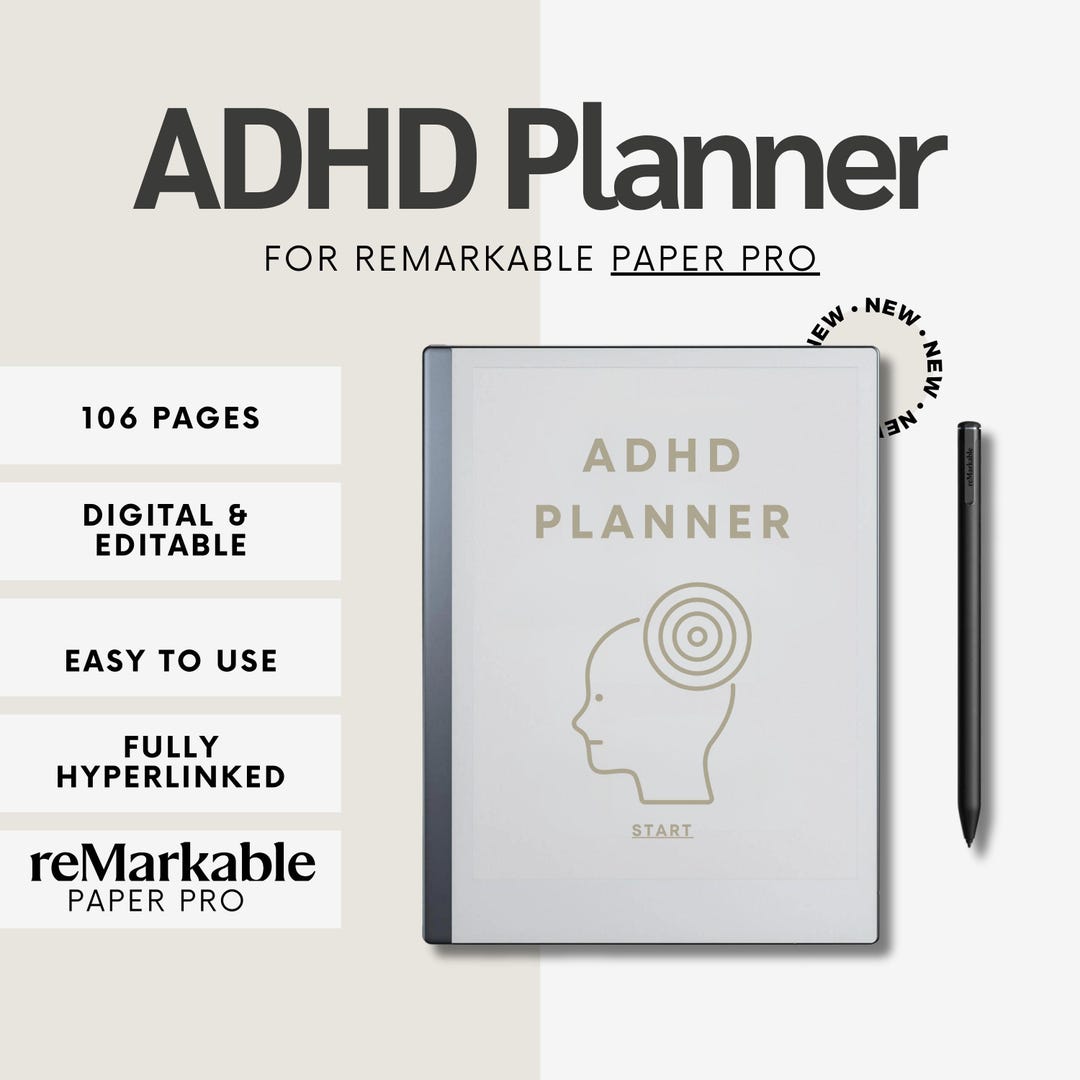 ADHD Planner for Remarkable Paper Pro | Undated Digital Planner | ADHD ...