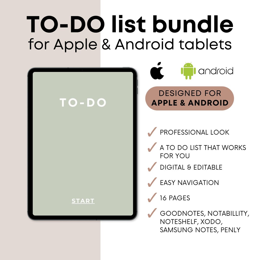 To Do List Template for iPad & Android | Weekly Planner | Minimalist to ...