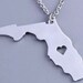 Outline Florida Map Necklace Heart USA FL State Necklace I Heart Love ...