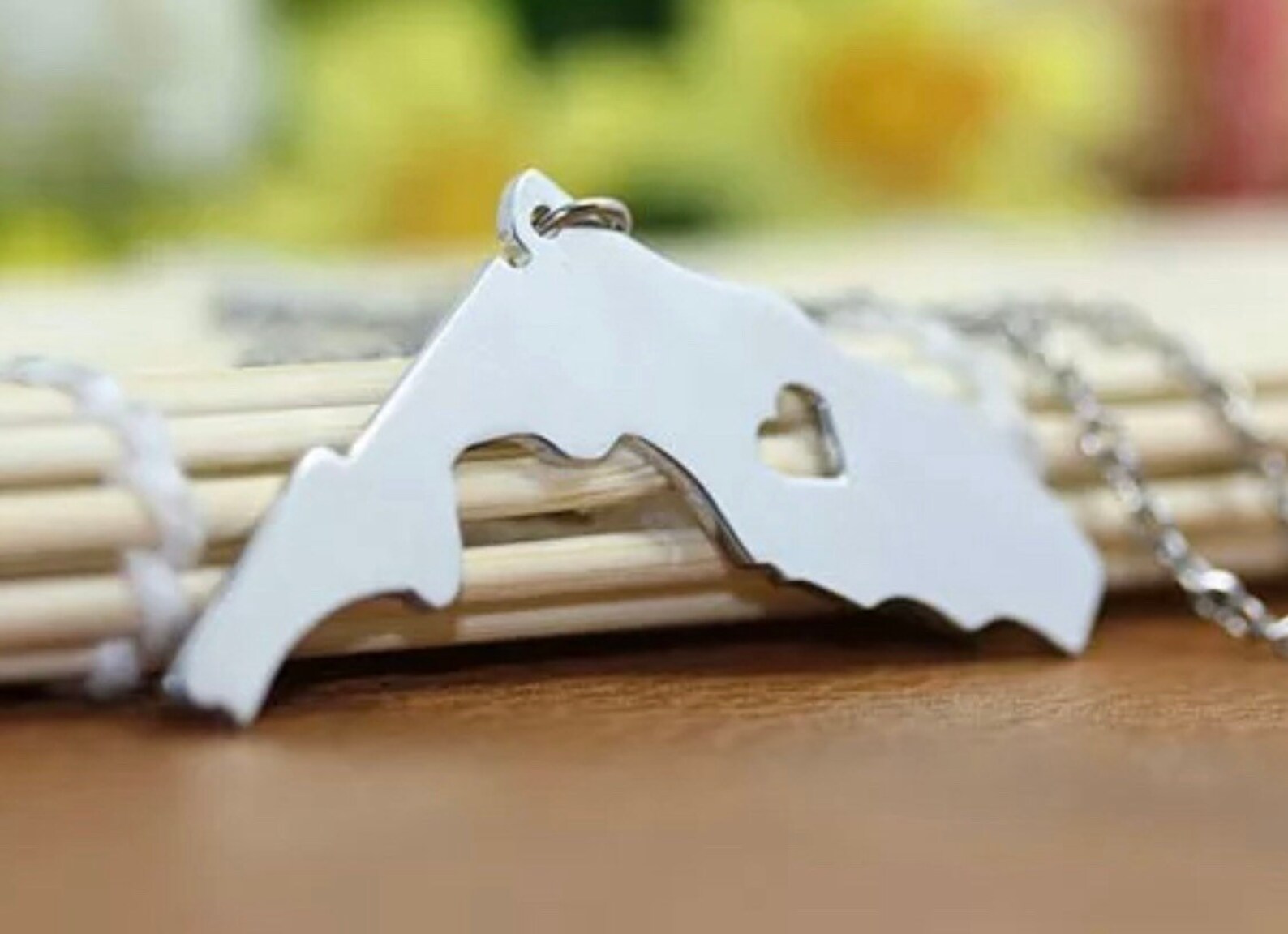 Outline Florida Map Necklace Heart USA FL State Necklace I - Etsy