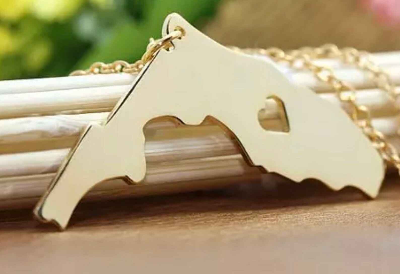 Outline Florida Map Necklace Heart USA FL State Necklace I - Etsy