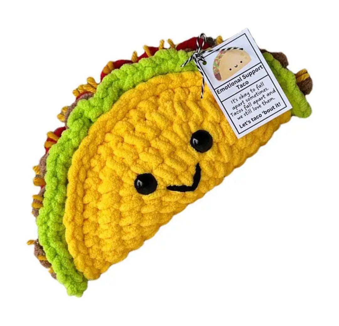 Emotional Support Taco, Crocheted Taco Plush, Taco Lover, Taco Stuffed ...