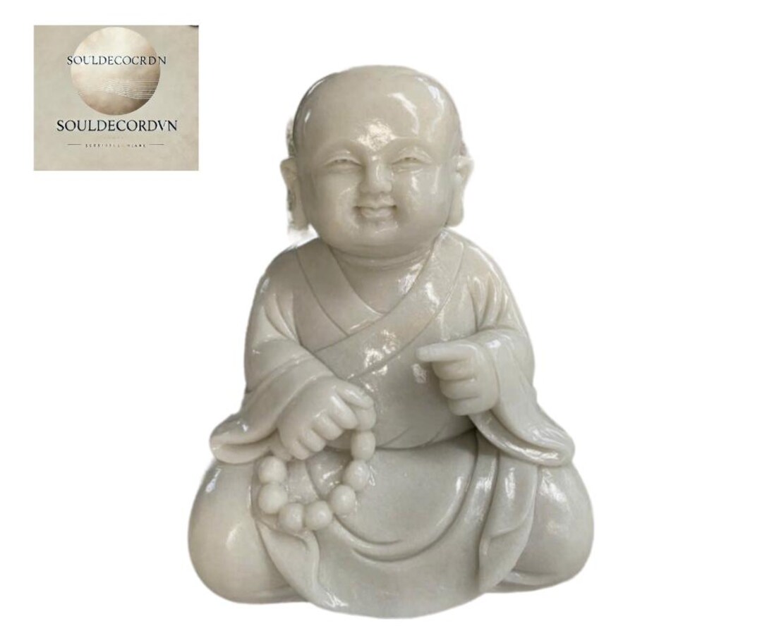 Little Monk Statue in Natural White Marble - Etsy