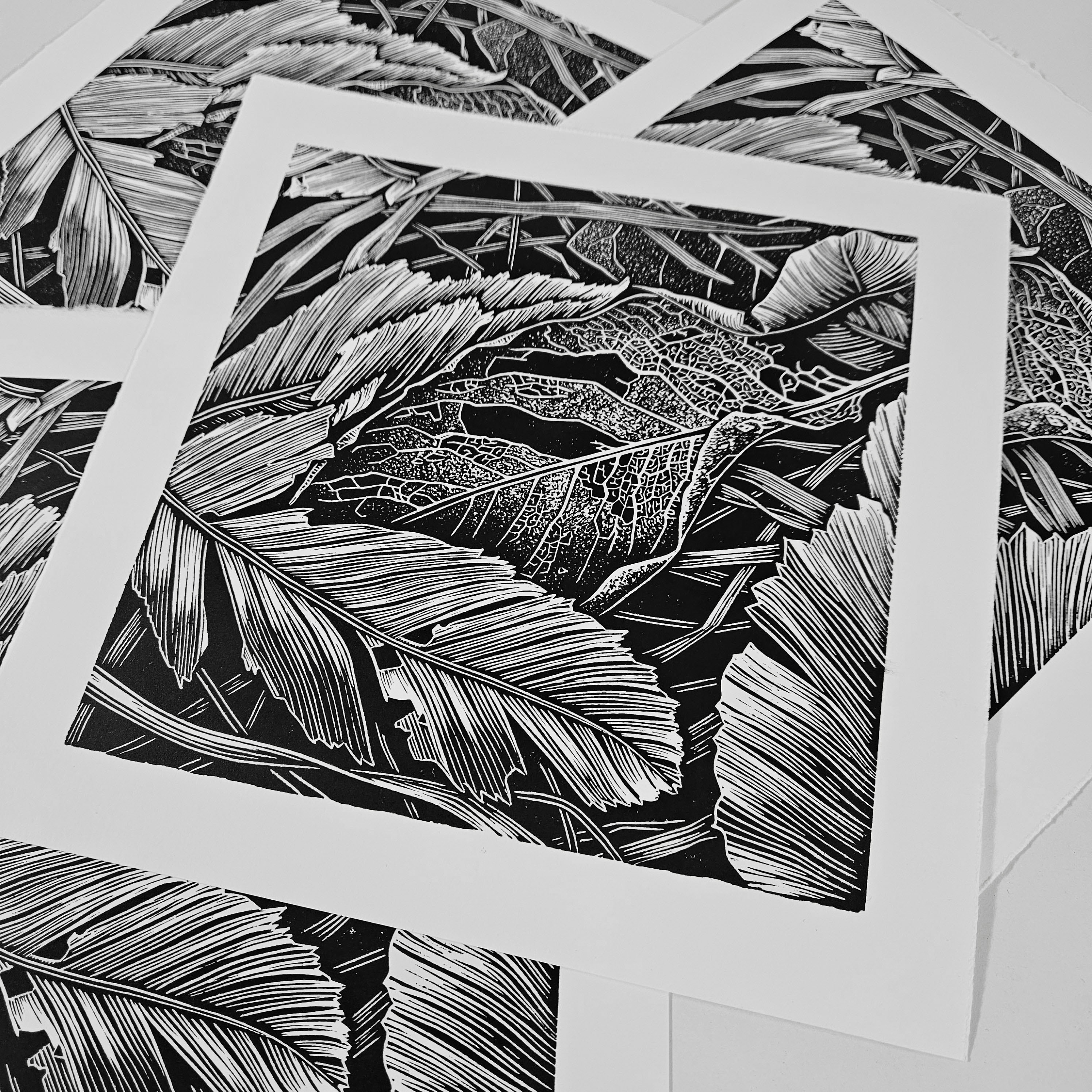 Leaf Skeleton Linocut, Original Handmade Print, Delicate Botanical Art ...