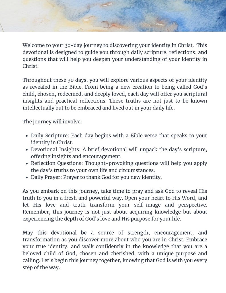 Identity in Christ - 30 Day Devotional - Etsy