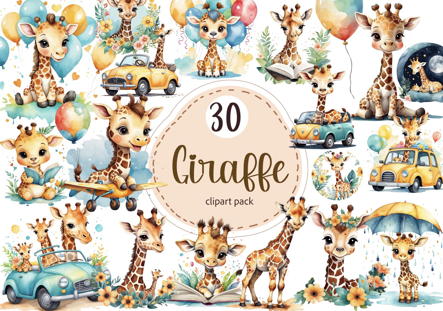 Cute Giraffe Clipart, Giraffe PNG, Watercolor Giraffe Clipart, Safari ...