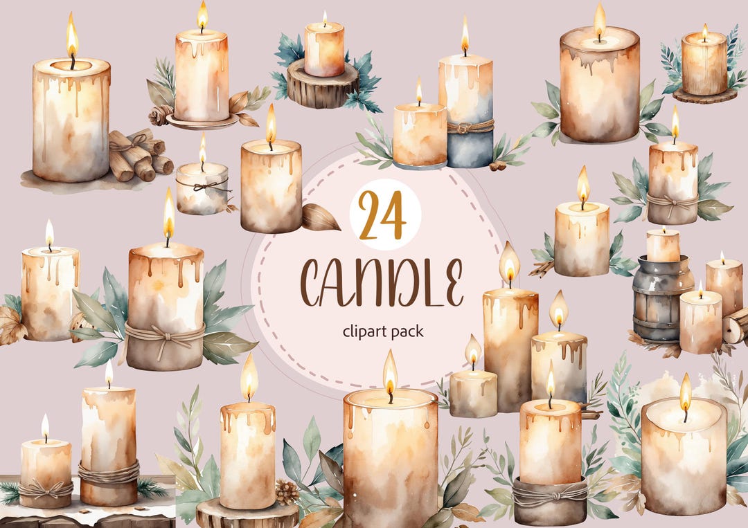 Watercolor Candles Clipart Bundle, High Quality PNG, Wedding Clipart ...
