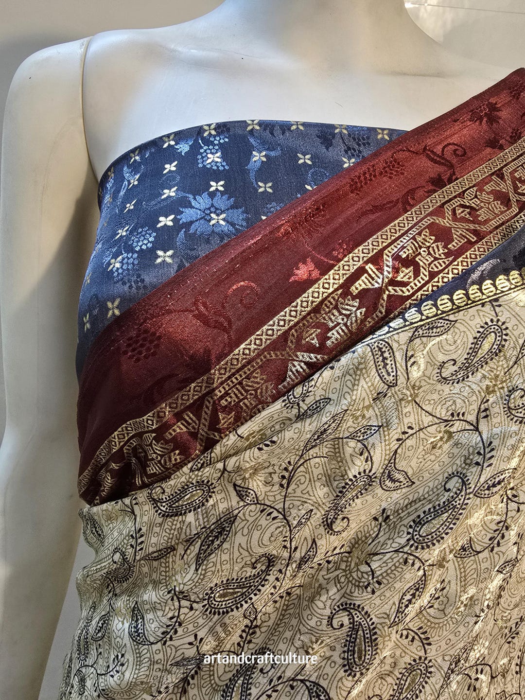 Royal Procession Silk Saree: Dark Grey, Cream & Maroon Indian Wedding ...