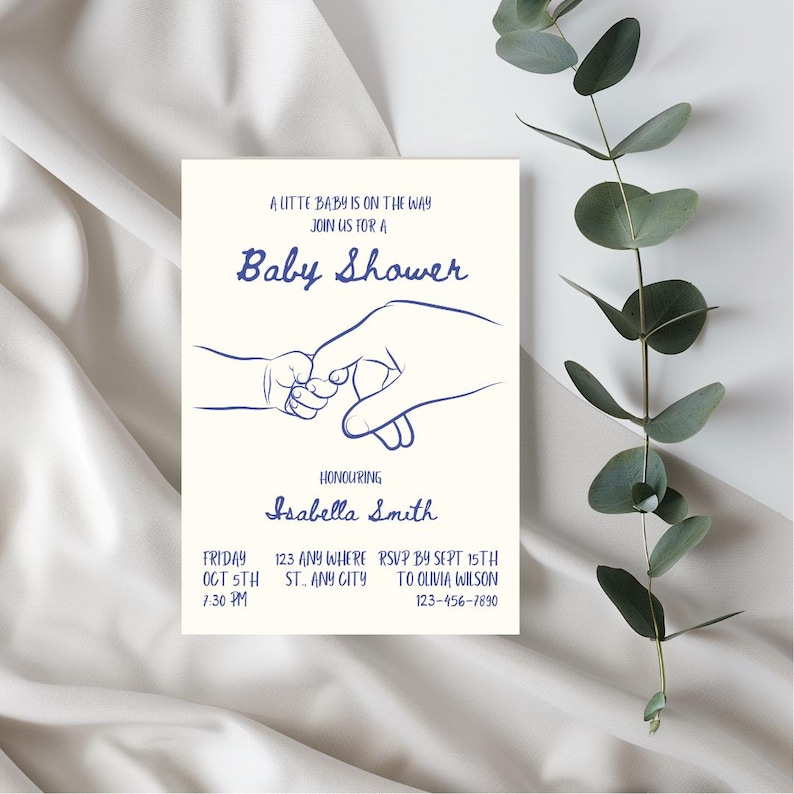 Hand Drawn Baby Shower Invitation Template, Whimsical Baby, Handwritten ...