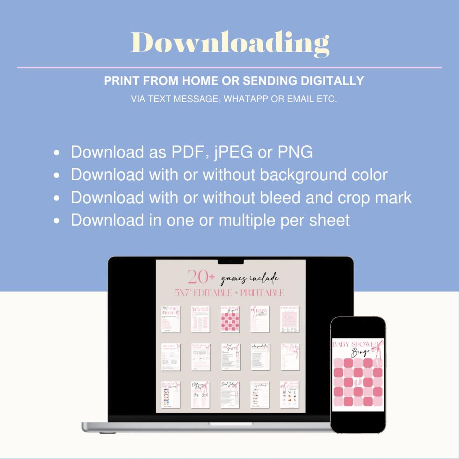 Pink Coquette Bow Baby Shower Games Bundles Template Printable, Baby ...