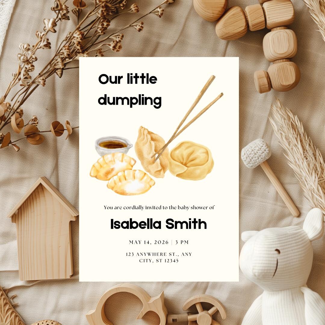 Our Little Dumpling Baby Shower Invitation | Watercolor Design ...