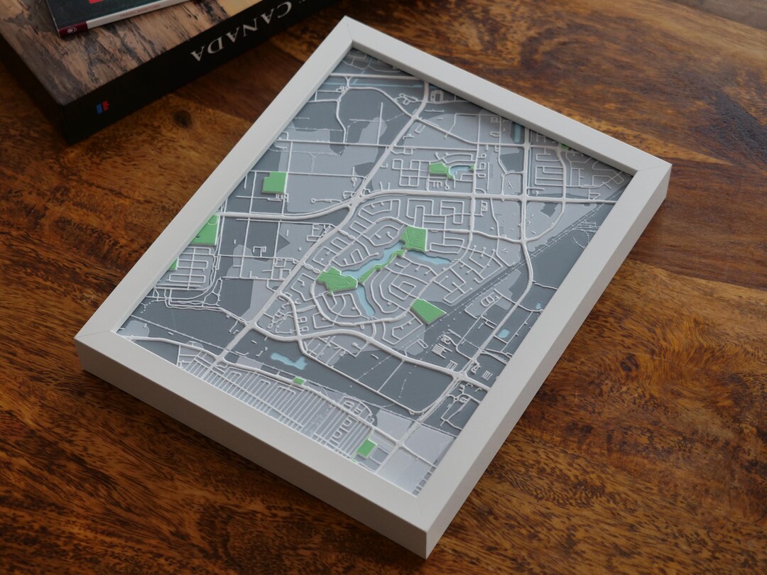 Lindenwoods, Winnipeg 3D Street Map - Framed Manitoba Wall Art ...