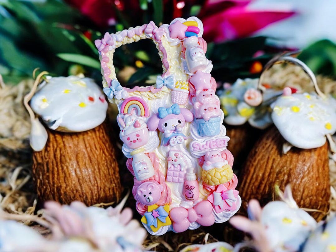 Decoden Phone Case, Cream Glue Drip, Kawaii Charm Design - Etsy