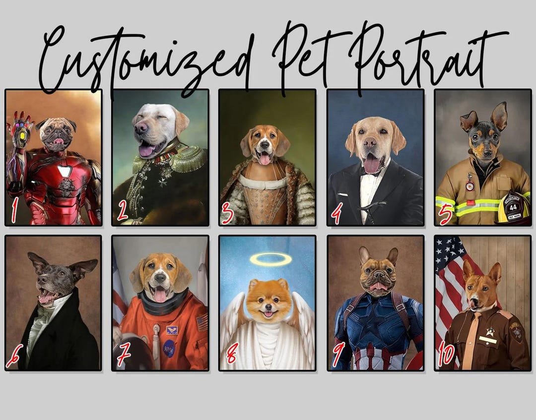 Customized Pet Portrait Templates, Oil Painting Style - Etsy