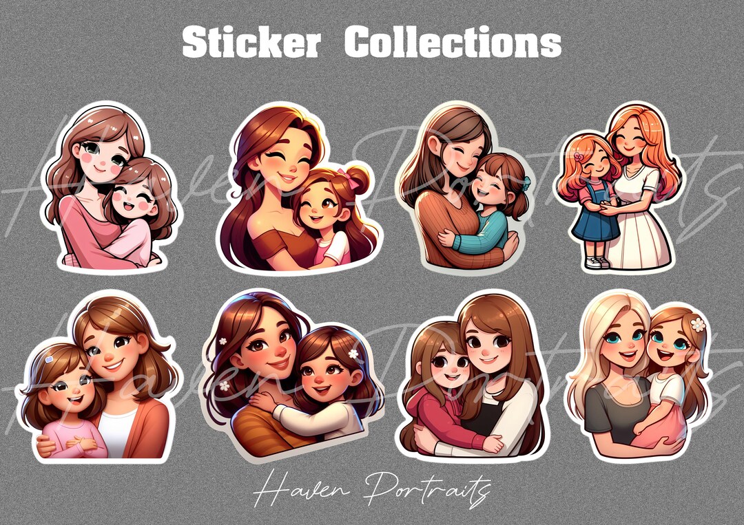 8pcs Mother and Daughter Printable Stickers Png, Inspirational Sticker ...