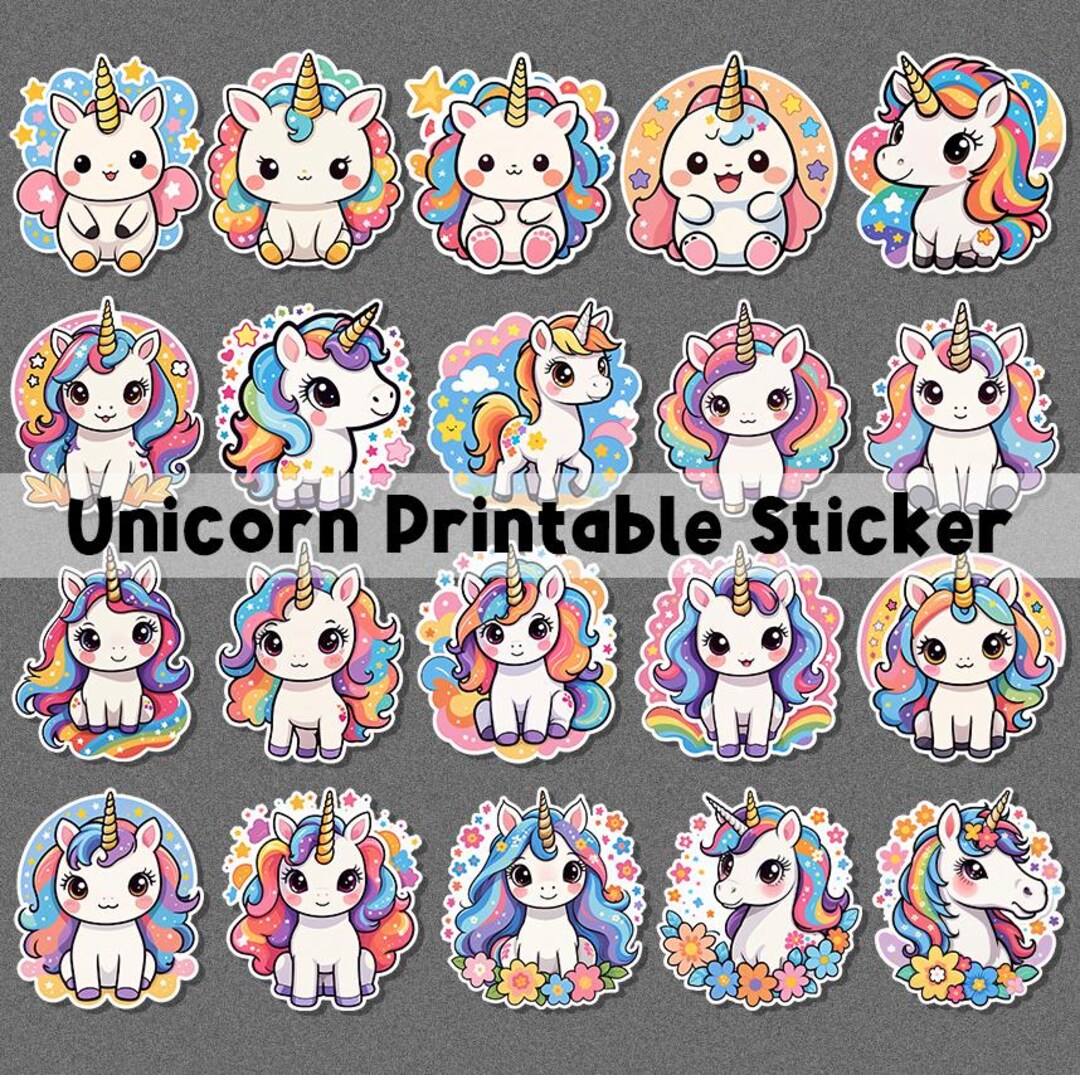 20pcs Unicorn Printable Stickers Png, Inspirational Sticker Png, Print ...
