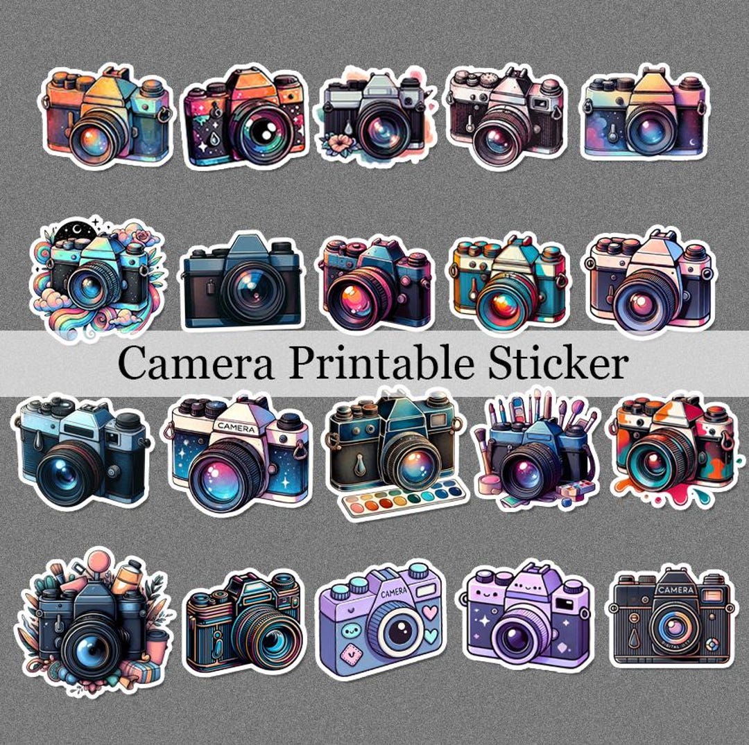 20pcs Camera Printable Stickers Png, Inspirational Sticker Png, Print ...