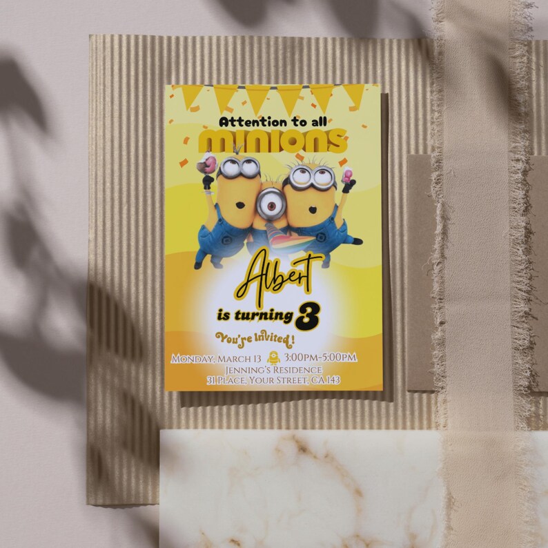 Despicable Me Birthday Theme Kids Editable , Minion Party Invite ...
