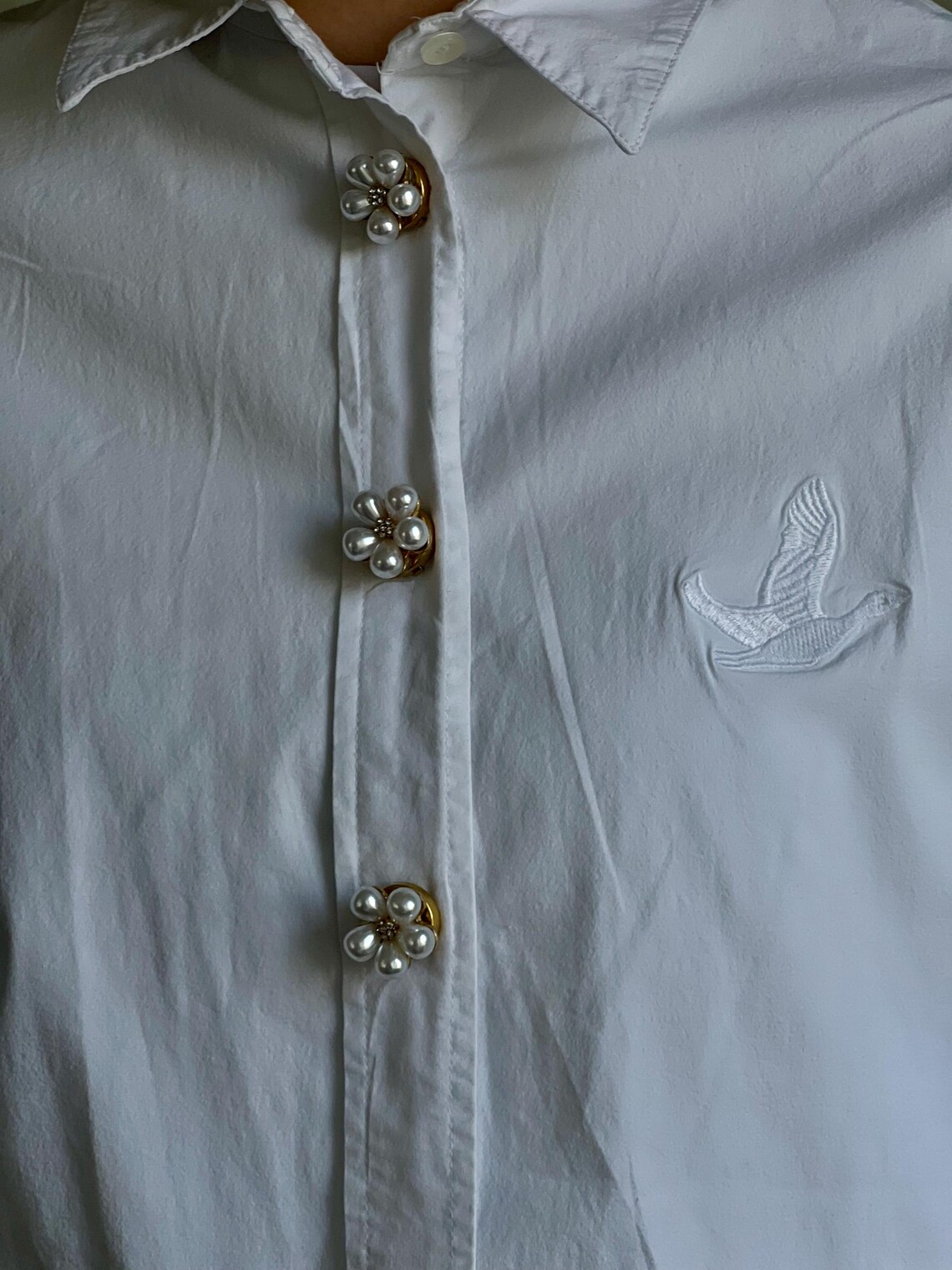 Snap-on Pearl Button Cover Pearl Flower Button Covers , Button ...
