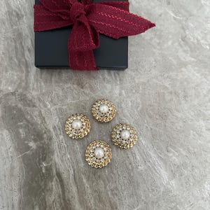 Gold Pearl Crystal Button Covers ,clip on Button ,removable Button ...