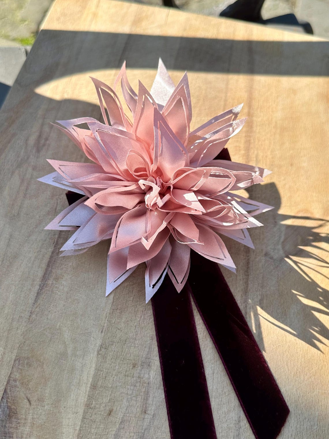 Handmade Satin Flower Brooch, Elegant Pink Floral Lapel Pin, Velvet ...