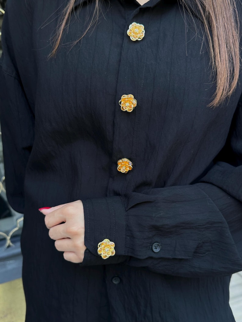 Elegant Crystal Flower Snap Button – Removable No-sew Clip-on Shirt ...