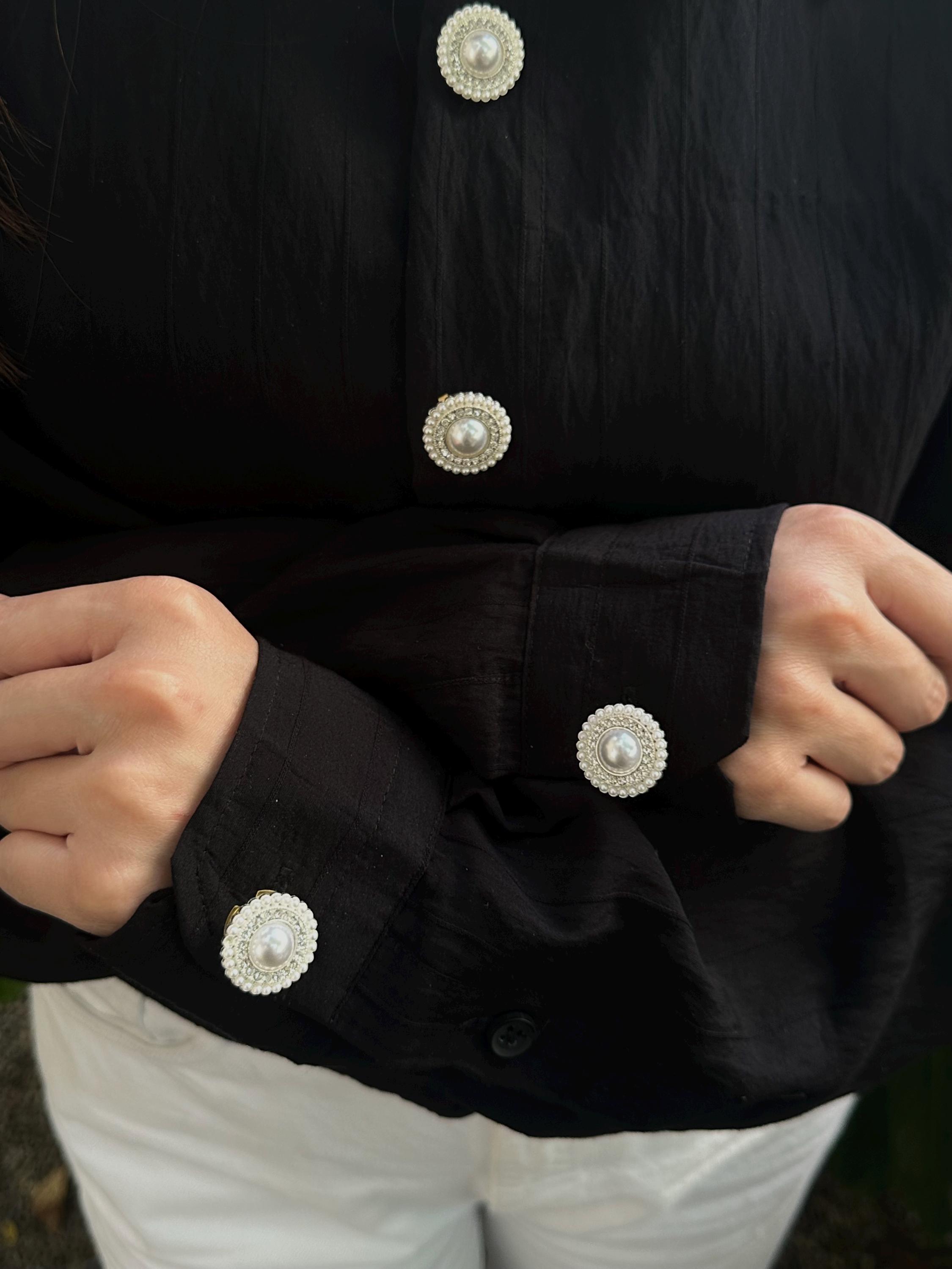 Luxury Pearl Shirt Button Set , Button Cover Cufflinks , Removable Snap ...