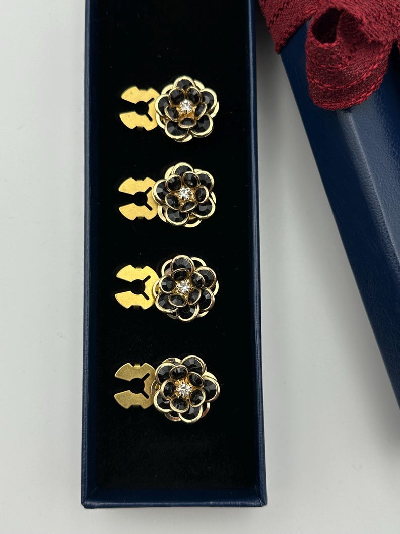 Black Crystal Button Covers for Shirt & Cuffs - Luxury Snap-on ...