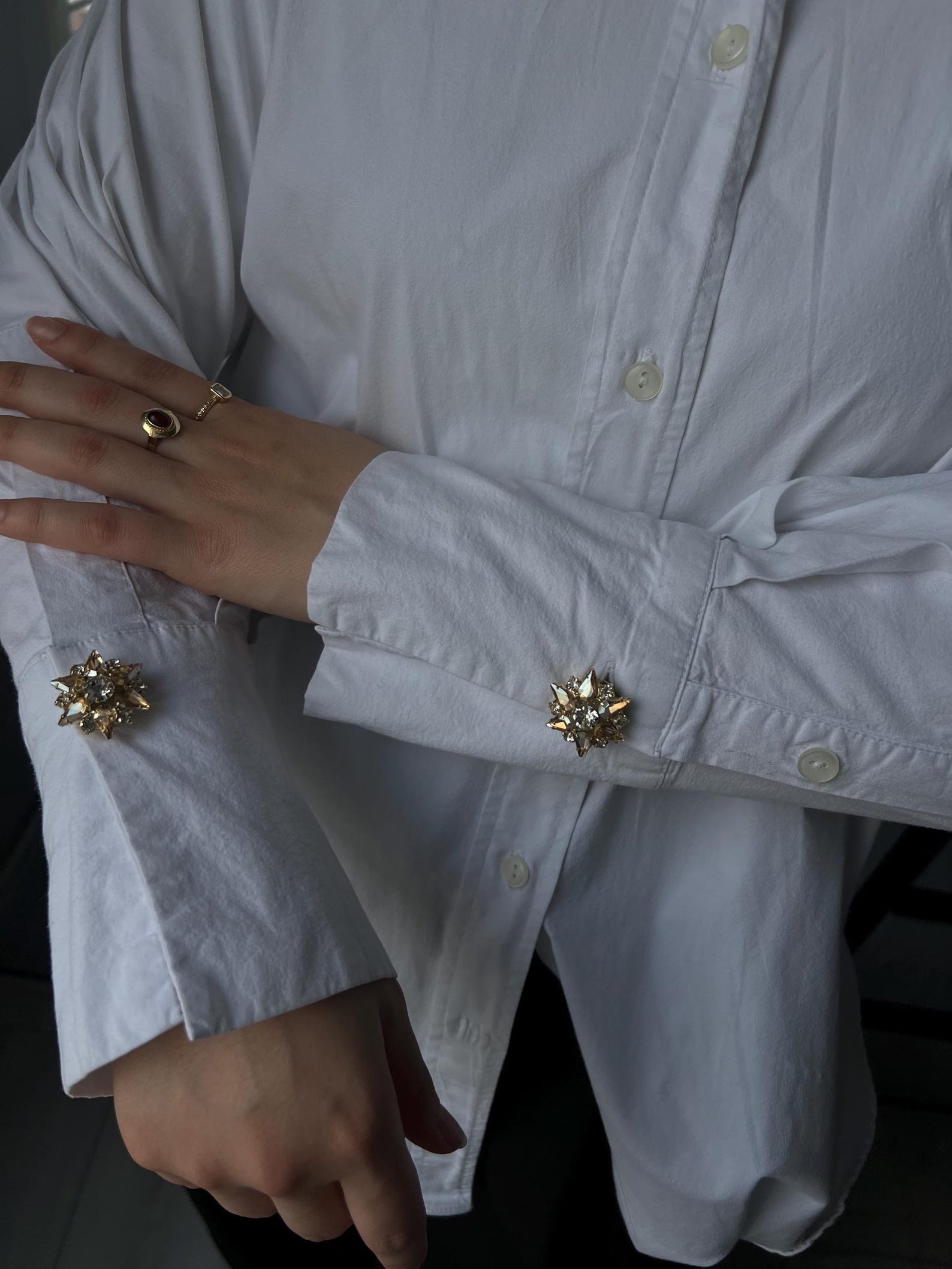 Gold Crystal Flower Cuff Buttons- Clip on Shirt Button- No Sew Button ...
