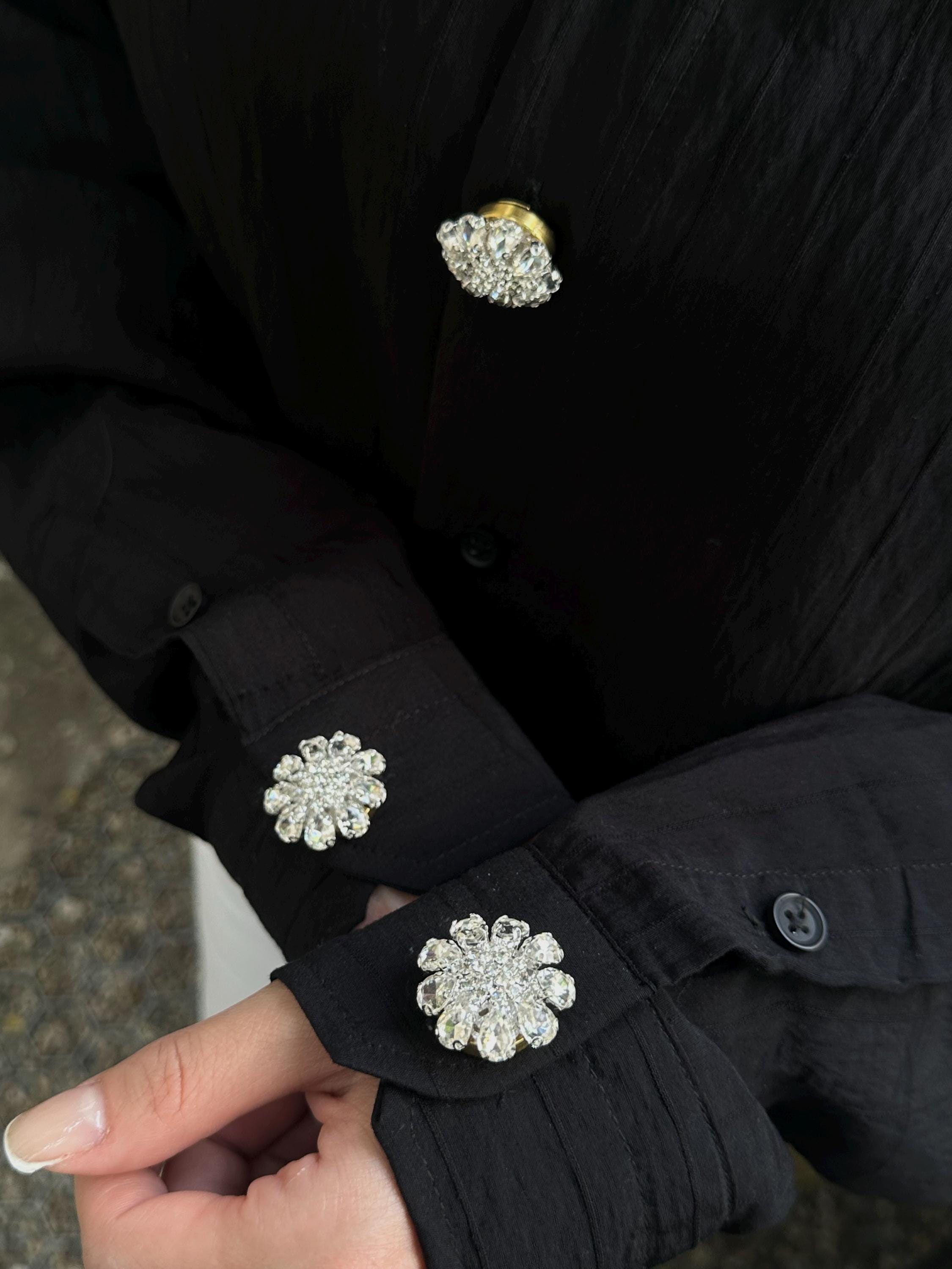 Luxury Rhinestone Shirt Buttons – Statement Crystal Button Covers for ...