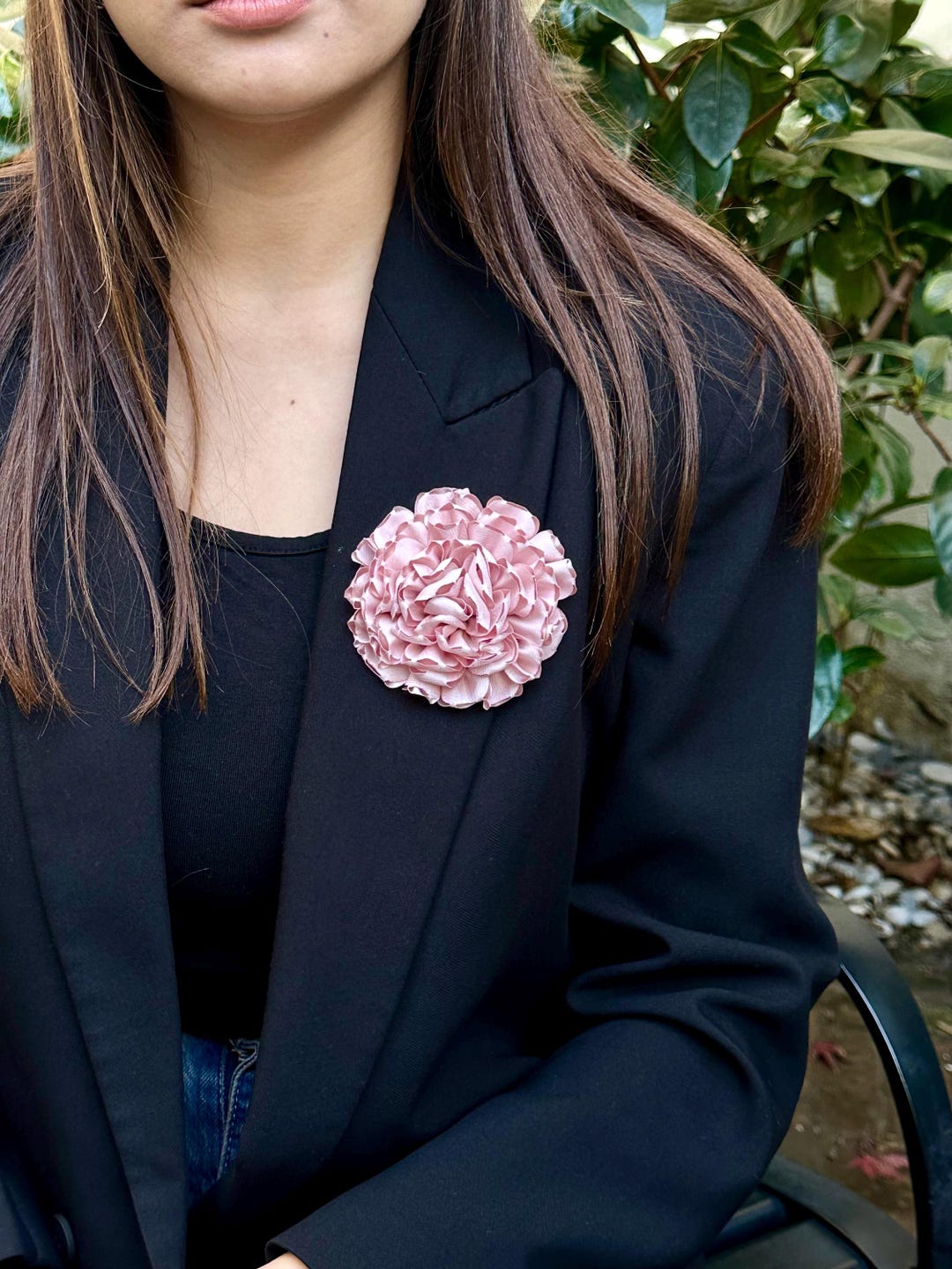 Elegant Floral Lapel Pin for Jackets and Dresses,handmade Satin Rose ...