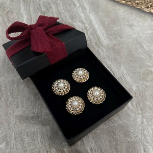 Gold Pearl Crystal Button Covers ,clip on Button ,removable Button ...